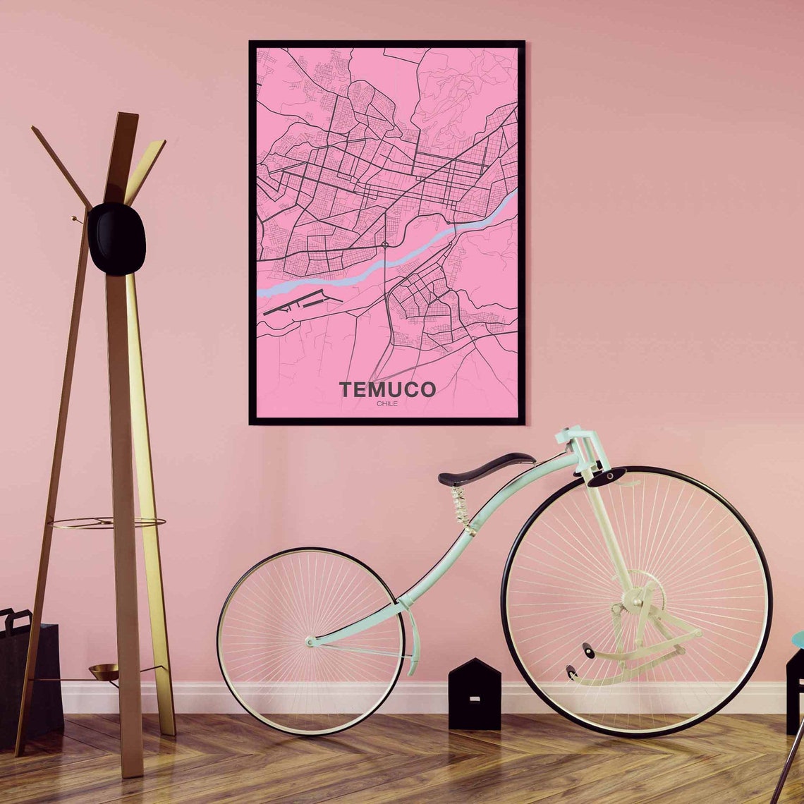TEMUCO Chile Map Poster Color Hometown City Print Modern Home Decor ...