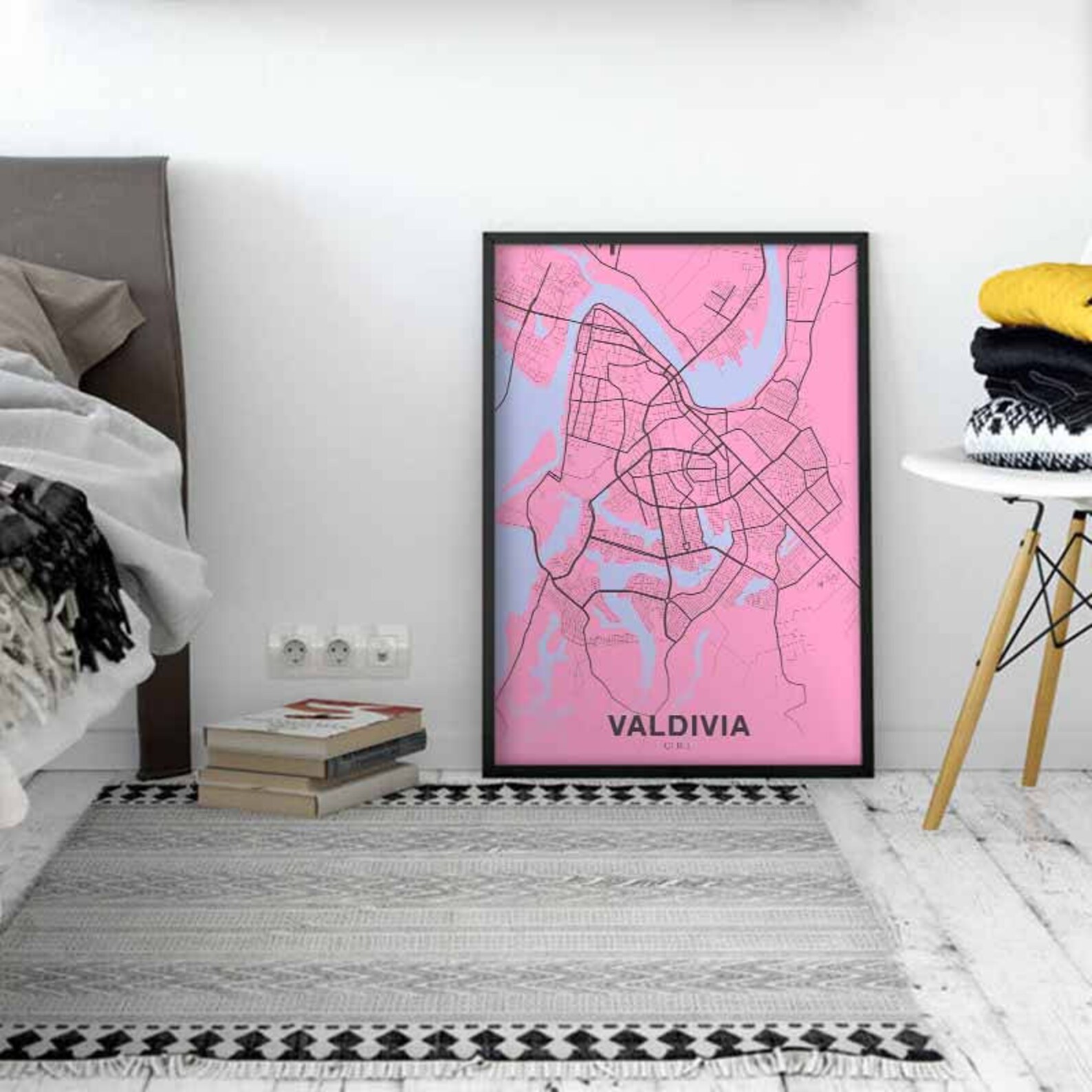 VALDIVIA Chile Map Poster Color Hometown City Print Modern Home Decor ...