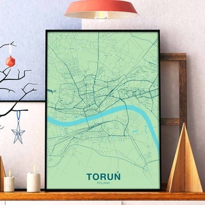 TORUŃ Torun Poland Map Poster Color Hometown City Print Modern Home ...