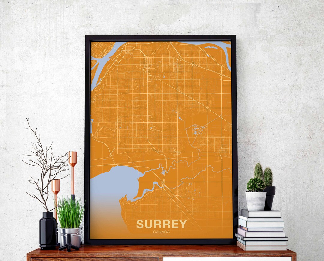 SURREY Canada Map Poster Color Hometown City Print Modern Home Decor ...