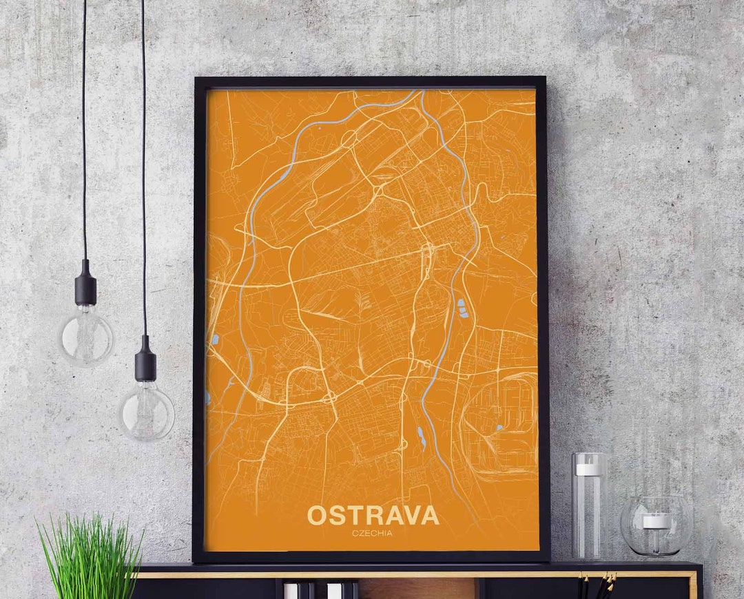 OSTRAVA Czechia Map Poster Color Hometown City Print Modern Home Decor ...