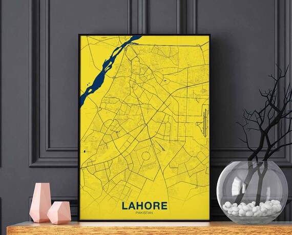 LAHORE Pakistan Map Poster Color Hometown City Print Modern - Etsy