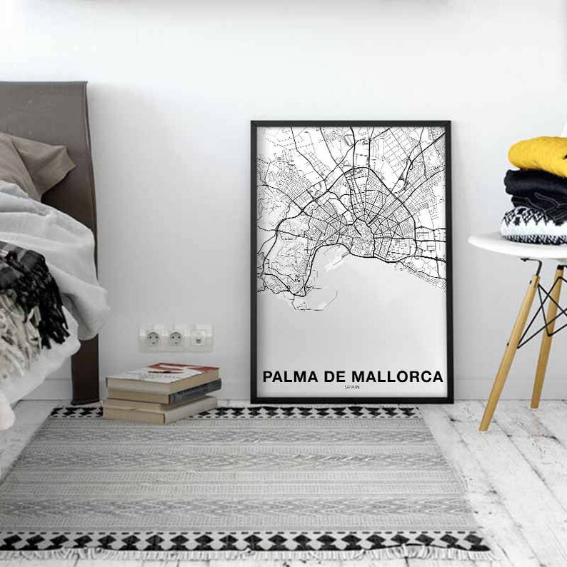 PALMA DE MALLORCA Spain Map Poster Hometown City Print Modern - Etsy