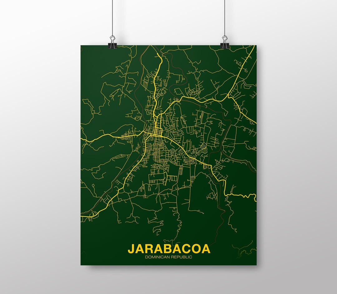 JARABACOA Dominican Republic Map Poster Black White Hometown City Print ...