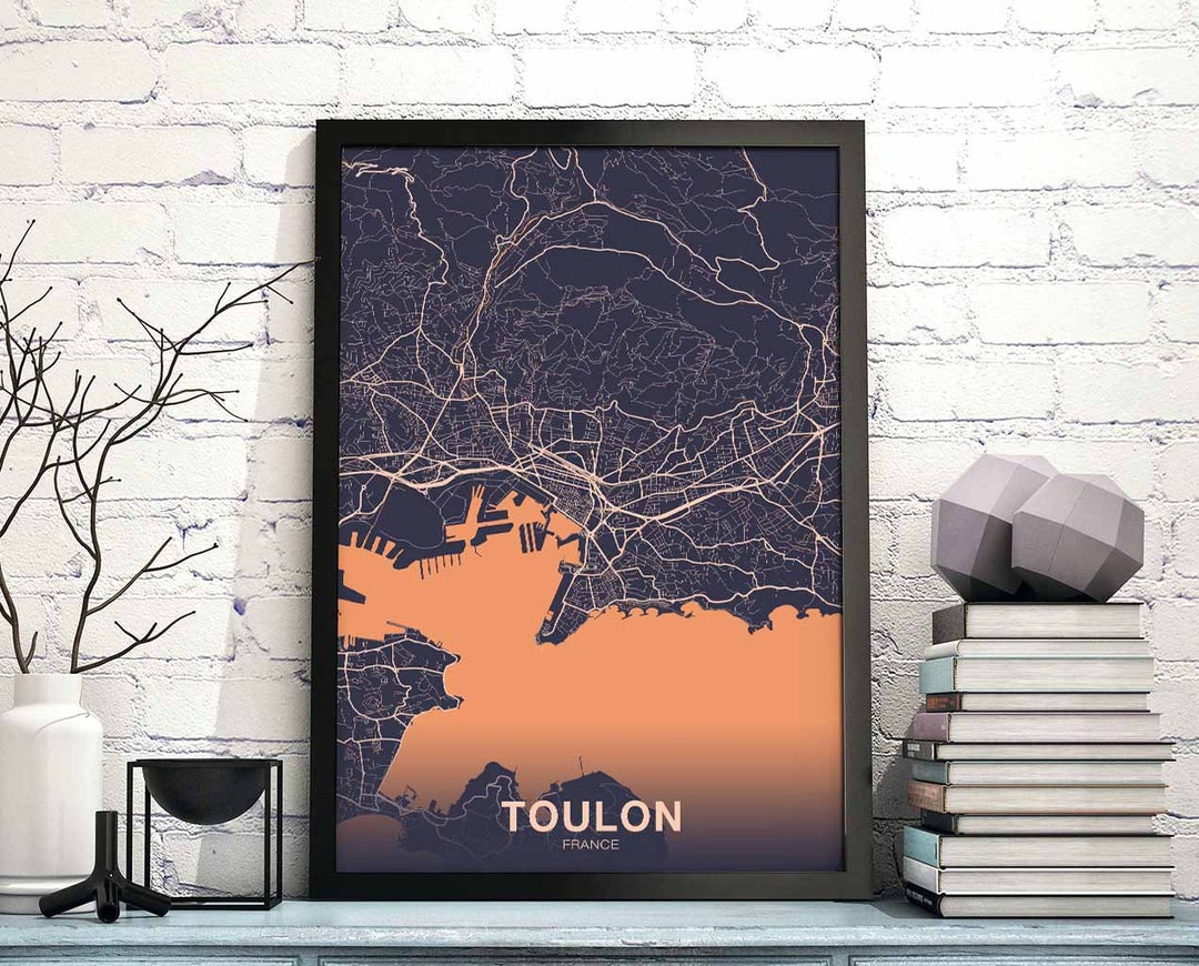 TOULON France Map Poster Colors Hometown City Print Modern Home Decor ...