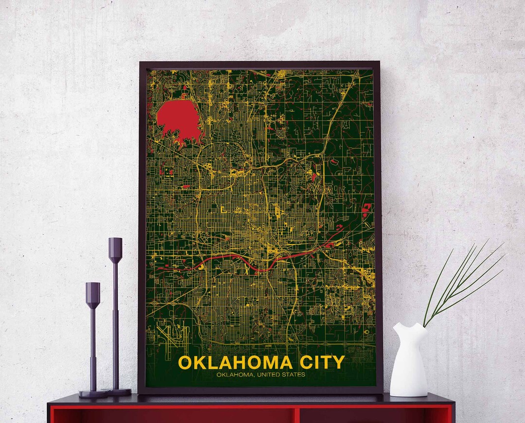 OKLAHOMA CITY Oklahoma OK Us Map Poster Color Hometown City Print ...