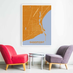 SANDPOINT Idaho ID USA Map Poster Color Hometown City Print Modern Home ...