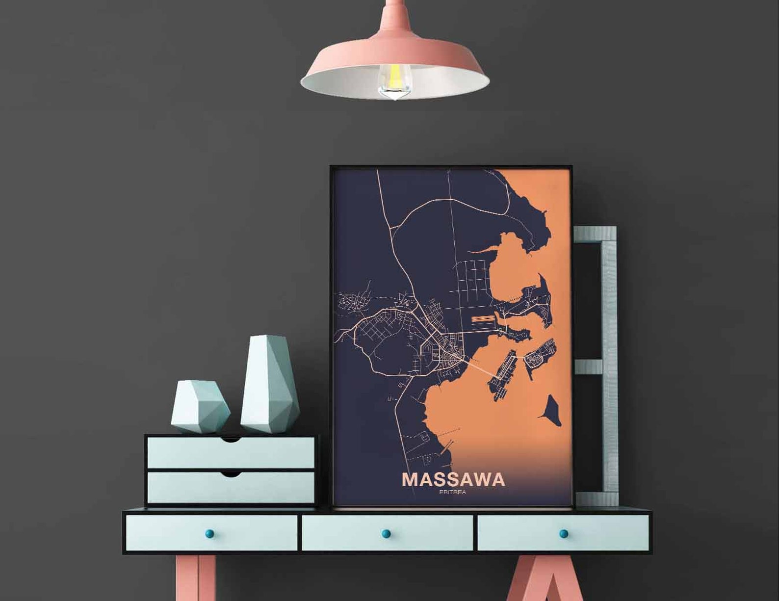 MASSAWA Eritrea Map Poster Color Hometown City Print Modern | Etsy