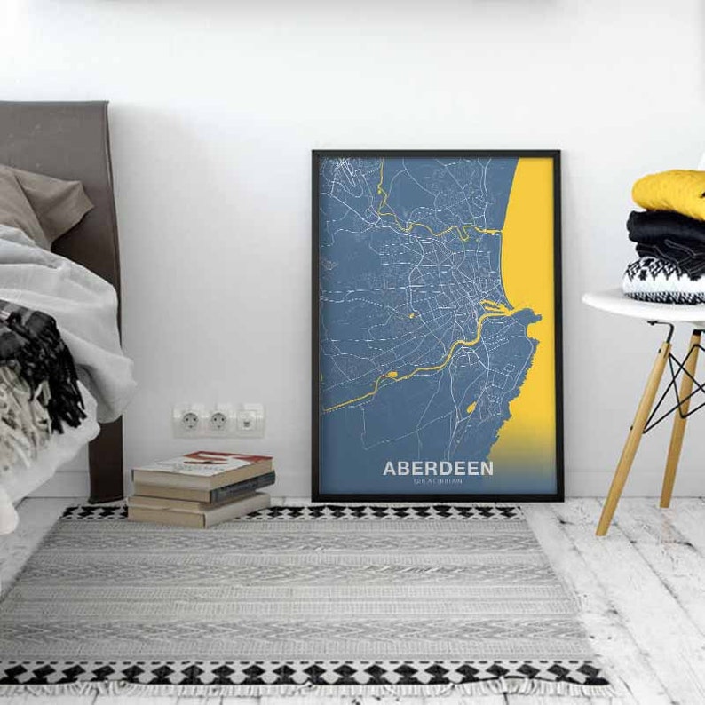 ABERDEEN Great Britain Poster Color Hometown City Print Modern - Etsy