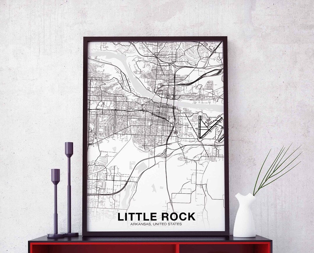 LITTLE ROCK Arkansas AR Usa Map Poster Black White Hometown City Print ...