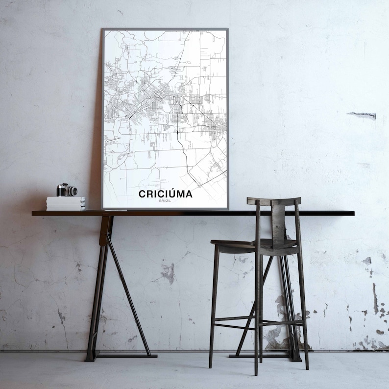 CRICIUMA Brazil Map Poster Hometown City Print Modern Home Decor Office ...