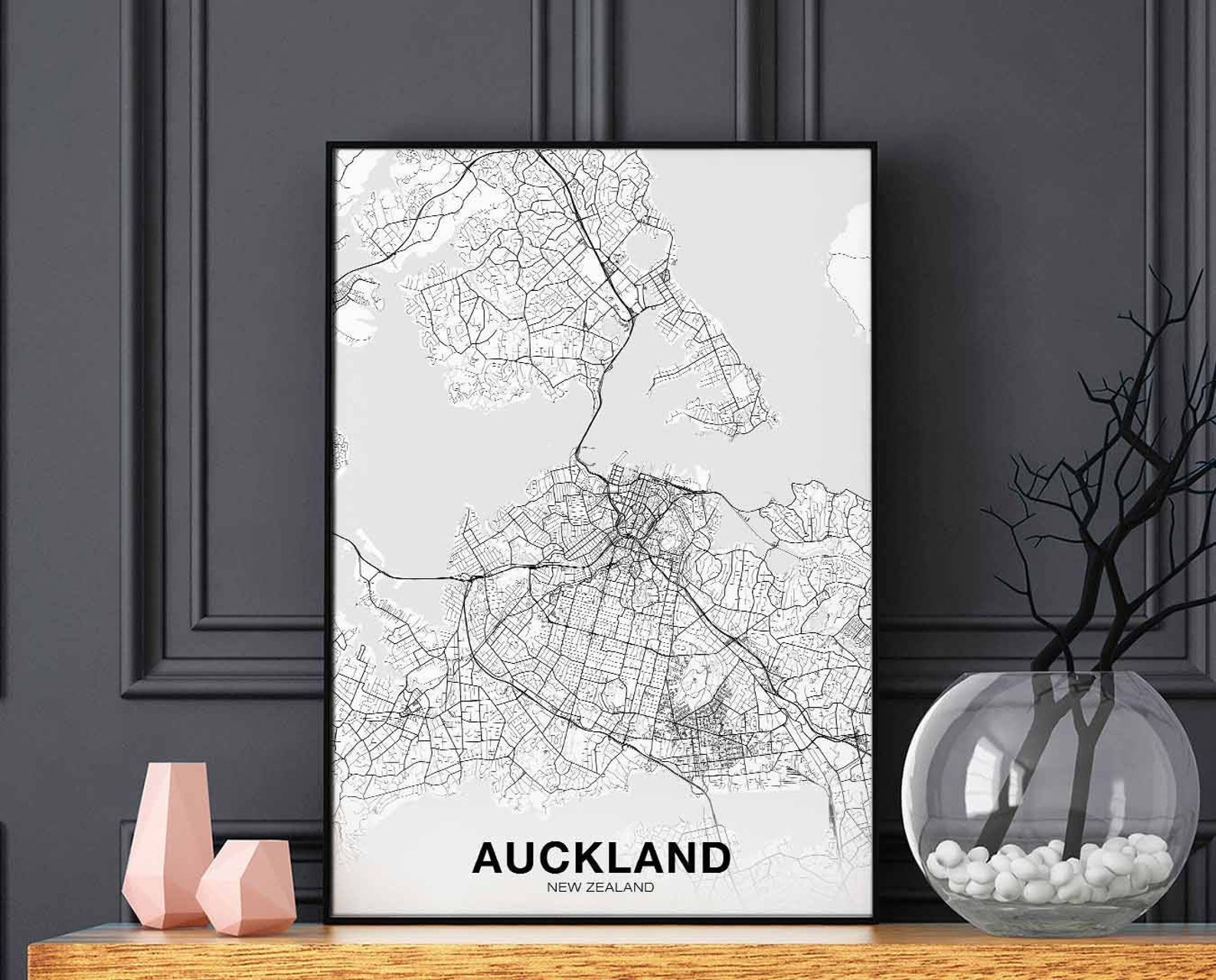 AUCKLAND NEW ZEALAND Map Poster Hometown City Print Modern - Etsy
