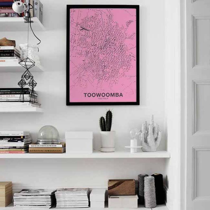TOOWOOMBA Australia Map Poster Color Hometown City Print Modern Home ...