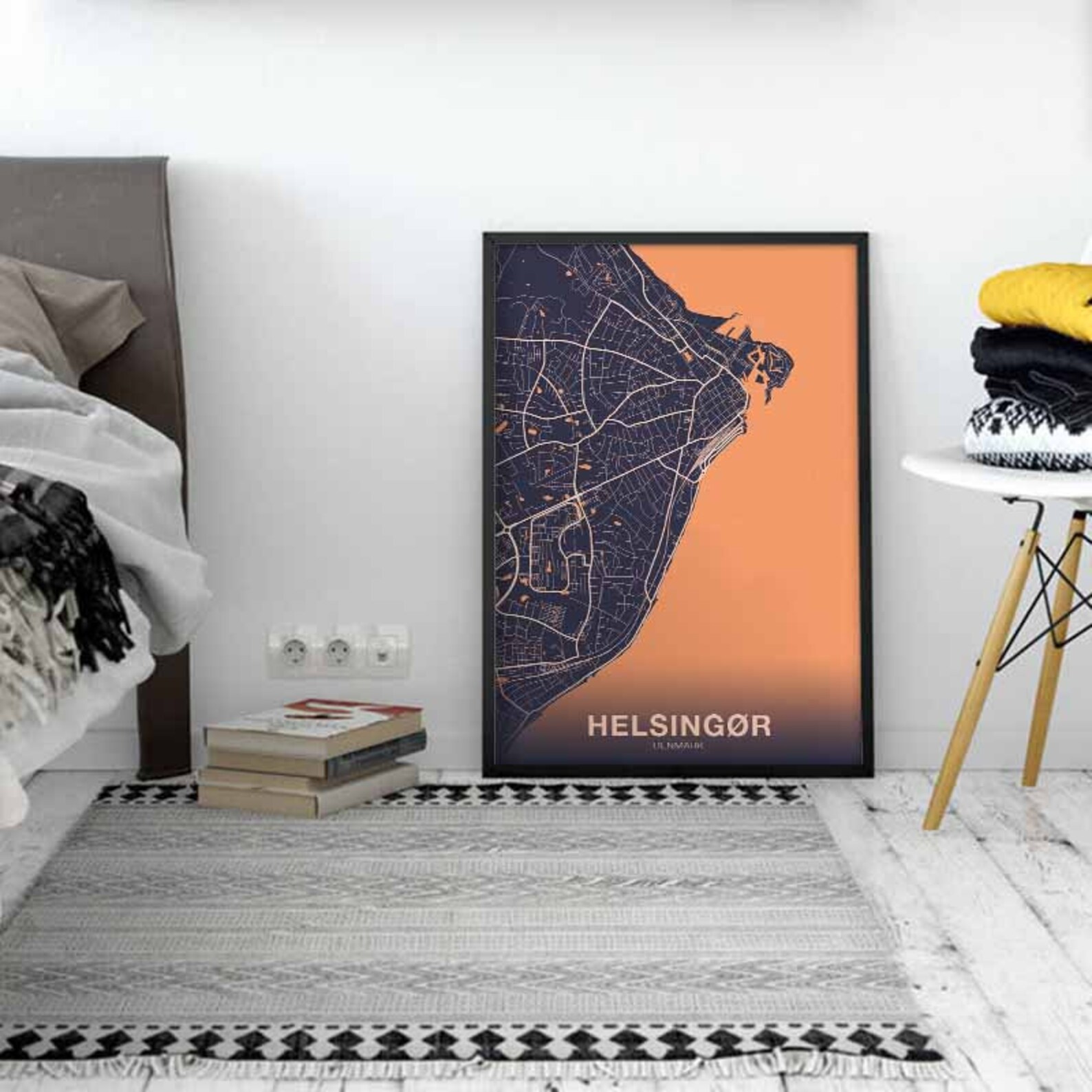 HELSINGOR Denmark Map Poster Color Hometown City Print Modern | Etsy