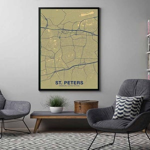 ST PETERS Missouri MO Us Map Poster Color Hometown City Print Modern ...