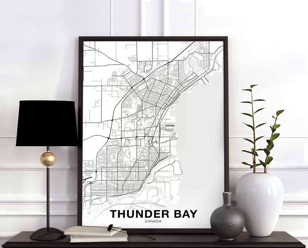 THUNDER BAY Canada Map Poster Hometown City Print Modern Home Decor ...
