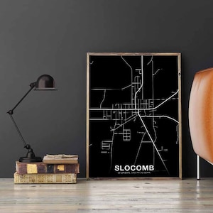 SLOCOMB Alabama AL USA Map Poster Black White Hometown City Print ...