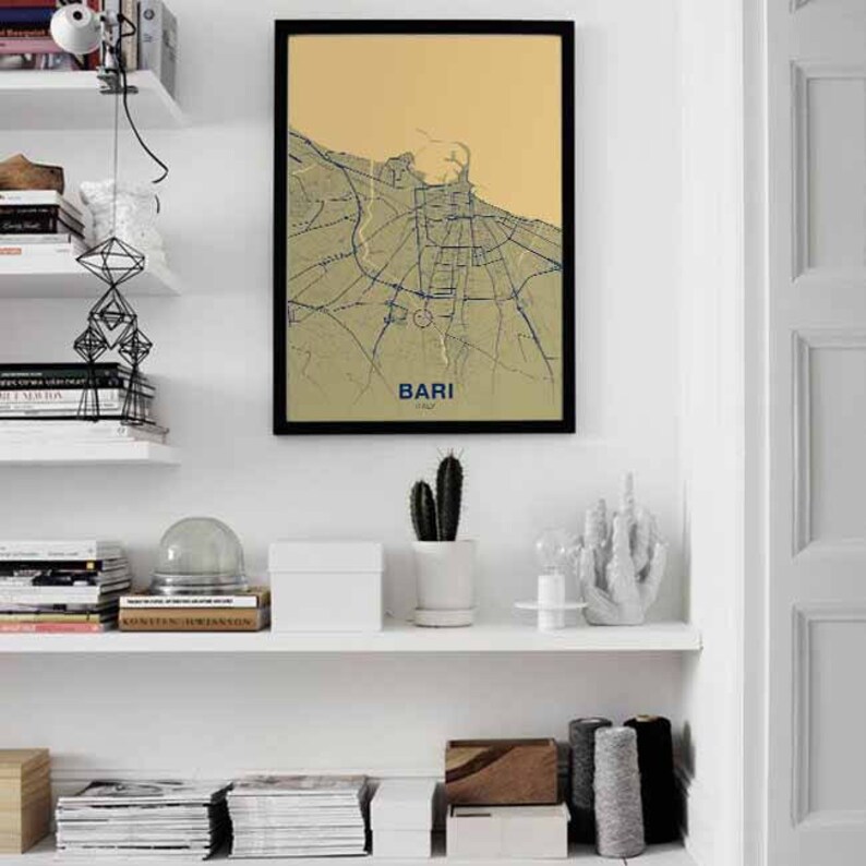 BARI Italy Map Poster Color Hometown City Print Modern Home - Etsy