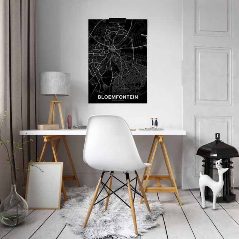 BLOEMFONTEIN South Africa Map Poster Black White Hometown City - Etsy