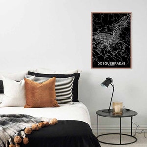 DOSQUEBRADAS Colombia Map Poster Black White Hometown City Print Modern ...