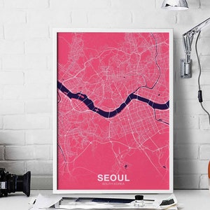 SEOUL South Korea Map Poster Color Hometown City Print Modern Home ...