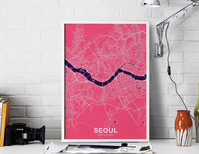 SEOUL South Korea Map Poster Color Hometown City Print Modern - Etsy