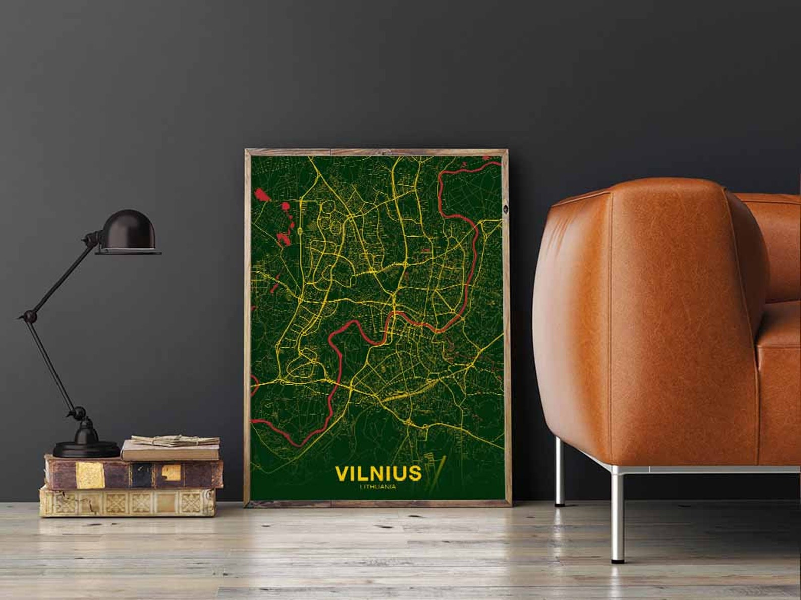 VILNIUS Lithuania Map Poster Color Hometown City Print Modern - Etsy