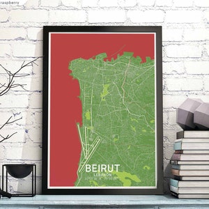 BEIRUT Lebanon Map Poster Black White Hometown City Print Modern Home ...