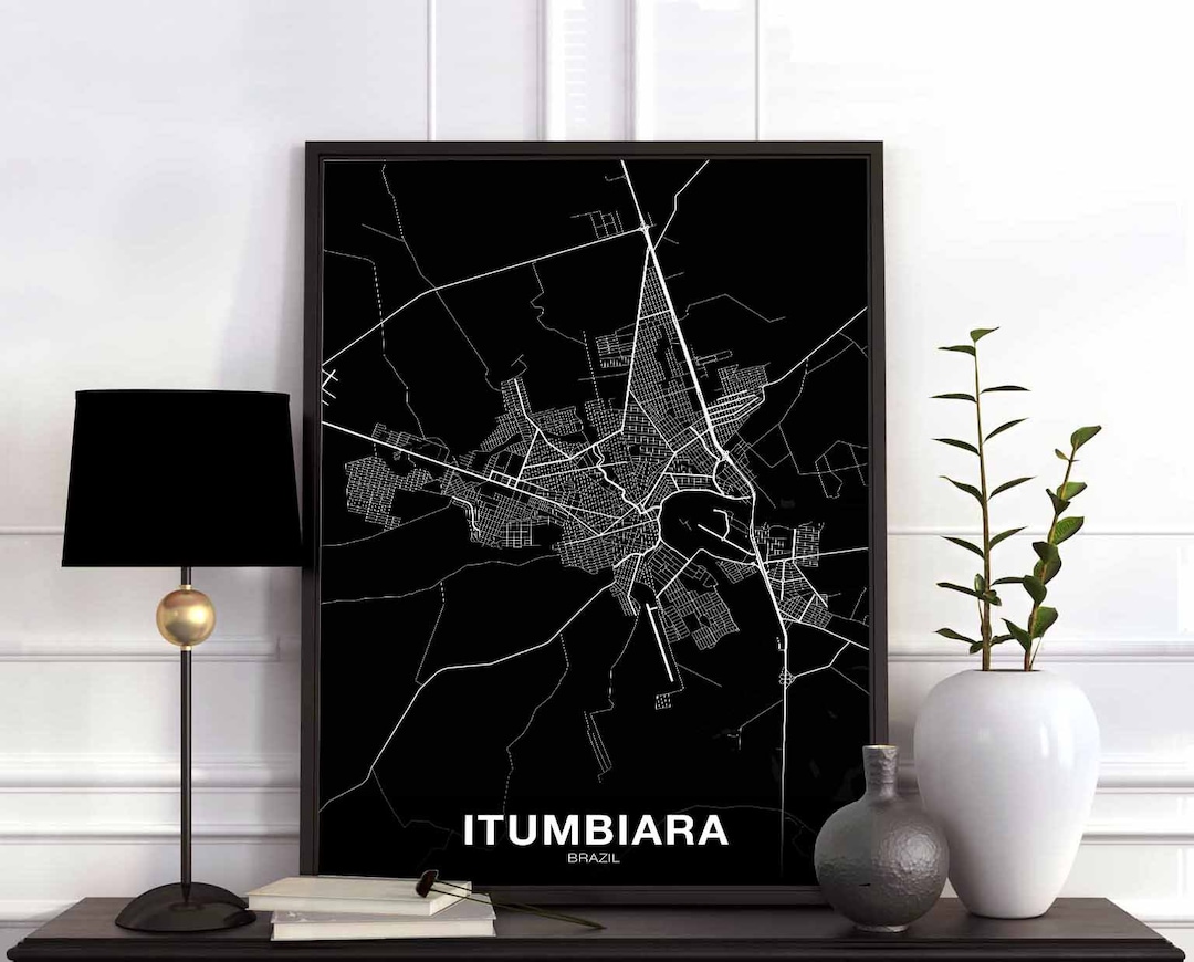 ITUMBIARA Brazil Map Poster Black White Hometown City Print Modern Home ...