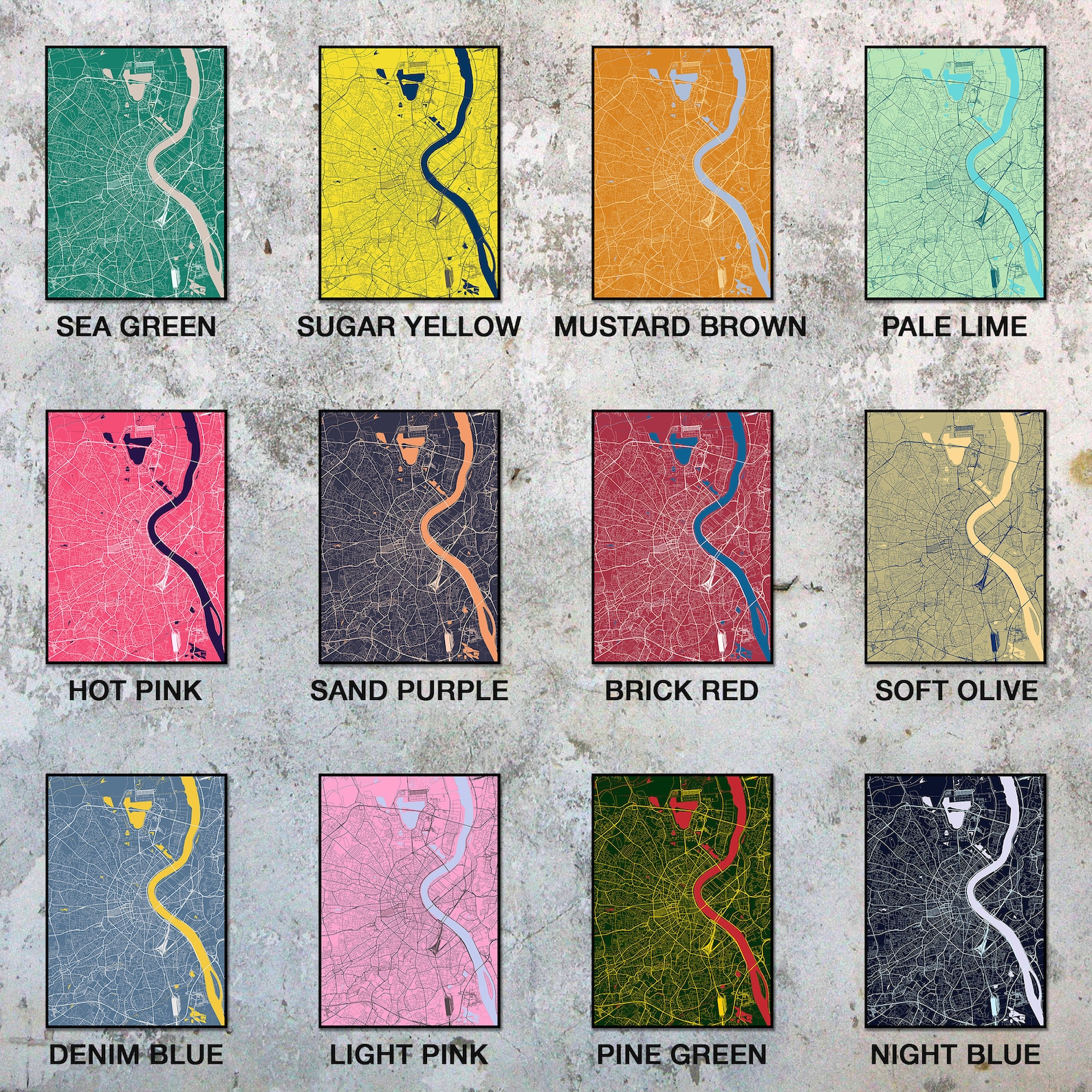 VALPARAISO Chile map poster color Hometown City Print Modern | Etsy