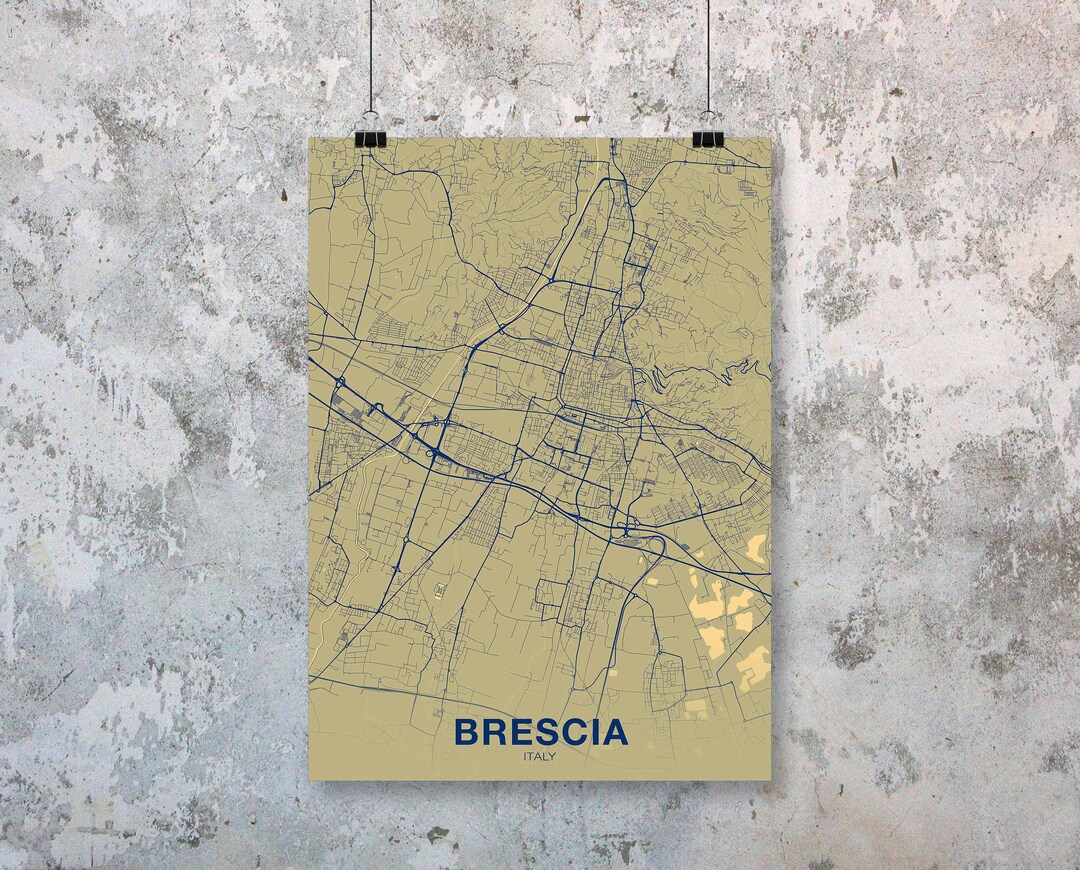 BRESCIA Italy Map SOFT OLIVE Poster Hometown City Print Modern Home ...