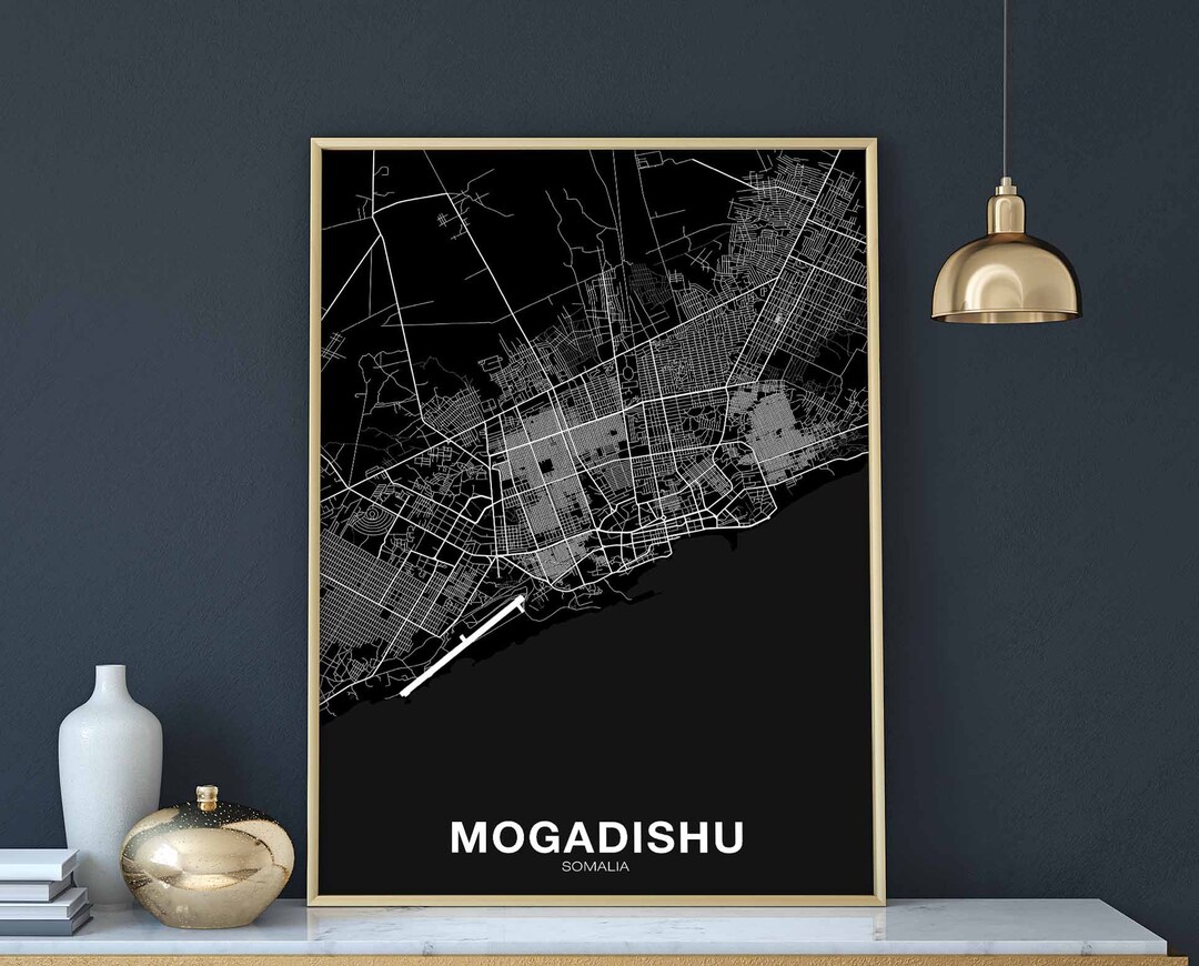 MOGADISHU Somalia Map Poster Black White Hometown City Print Modern ...