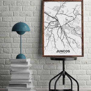 JUNCOS Puerto Rico PR Map Poster Black White Hometown City Print Modern ...