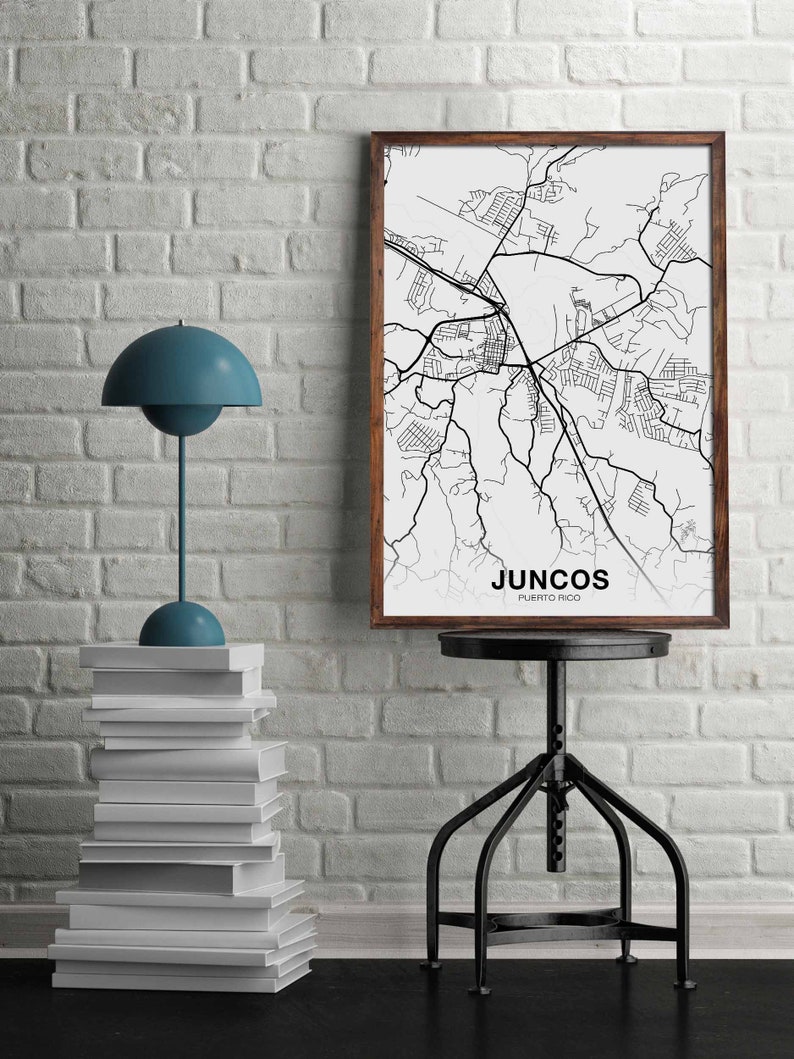 JUNCOS Puerto Rico PR Map Poster Black White Hometown City - Etsy