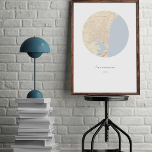 LARNACA Cyprus Map Poster Wall Decor Design Modern Minimal Nordic ...