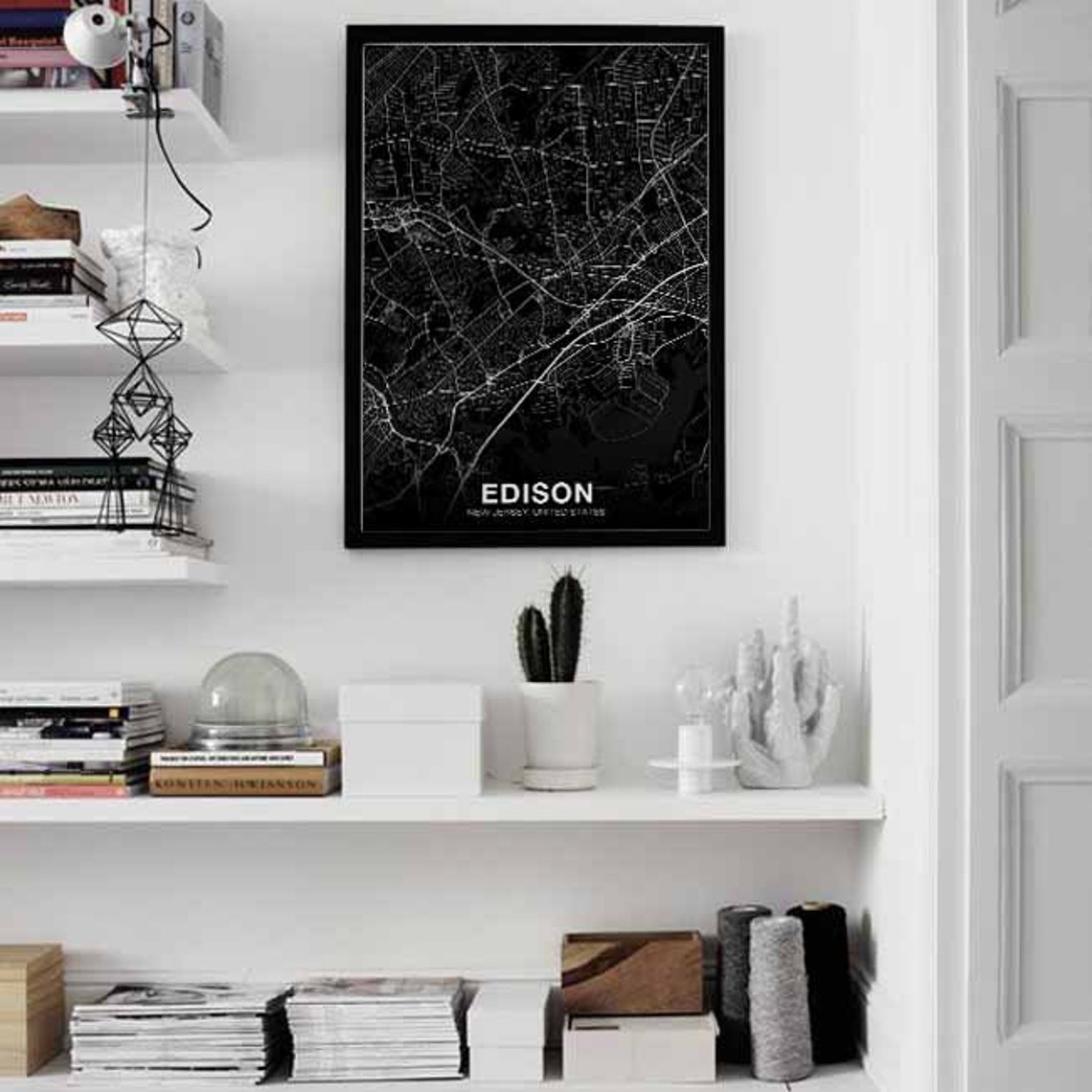 EDISON New Jersey NJ USA Map Poster Black White Hometown City Print ...