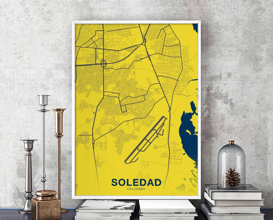 SOLEDAD Colombia Map Poster Color Hometown City Print Modern | Etsy