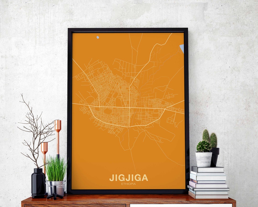 JIGJIGA Ethiopia Map Poster Color Hometown City Print Modern Home Decor ...