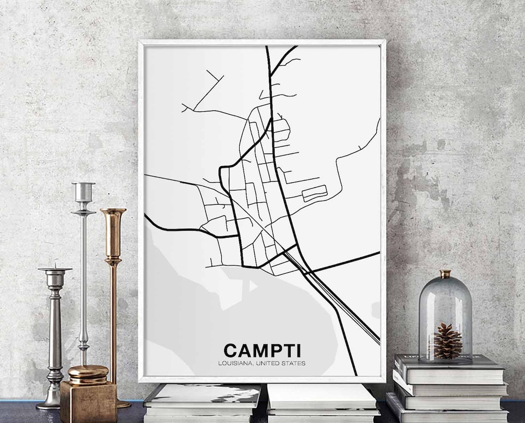 CAMPTI Louisiana LO USA Map Poster Hometown City Print Modern Home ...