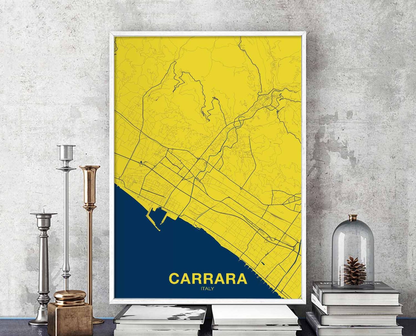 CARRARA Italy Map Poster Color Hometown City Print Modern Home - Etsy