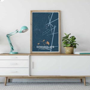 EDWARDS AFB California USA Map Poster Black White Hometown City Print ...