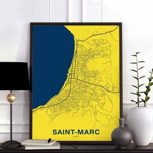 SAINT-MARC Haiti Map Poster Color Hometown City Print Modern Home Decor ...