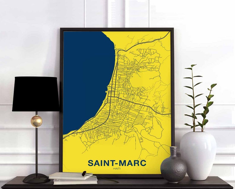 SAINT-MARC Haiti Map Poster Color Hometown City Print Modern - Etsy