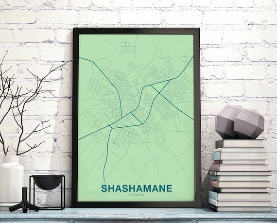 SHASHAMANE Ethiopia Map Poster Color Hometown City Print | Etsy
