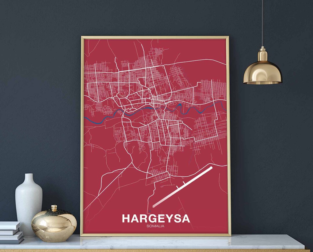 HARGEYSA Somalia Map Poster Color Hometown City Print Modern Home Decor ...