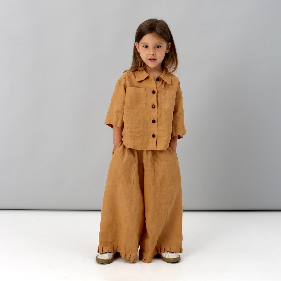 Linen Kids Clothes, Girls Two Piece Set, Linen Suit, Childrens Handmade ...