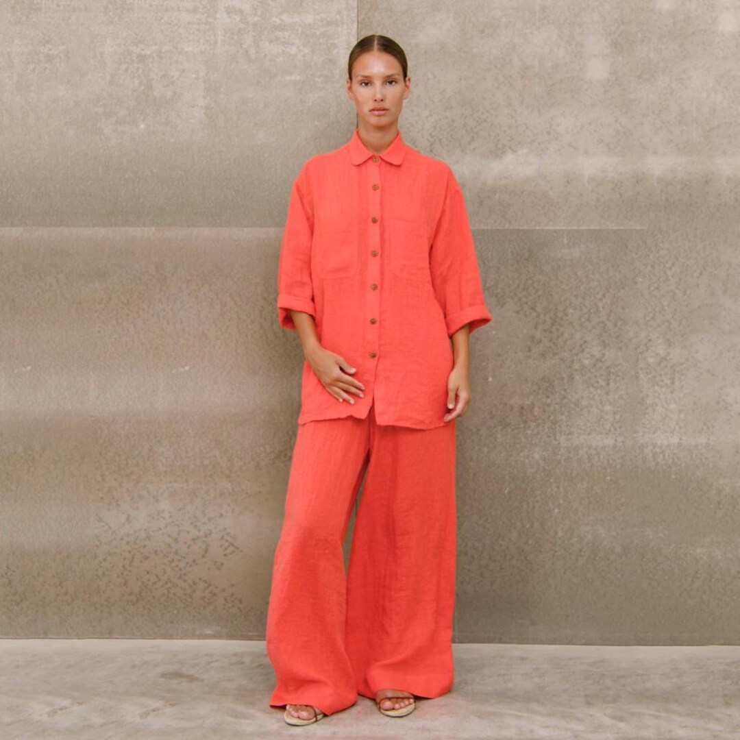 Linen Pajamas Set, Linen Homewear, Custom Pajamas, Linen Two Piece Set ...