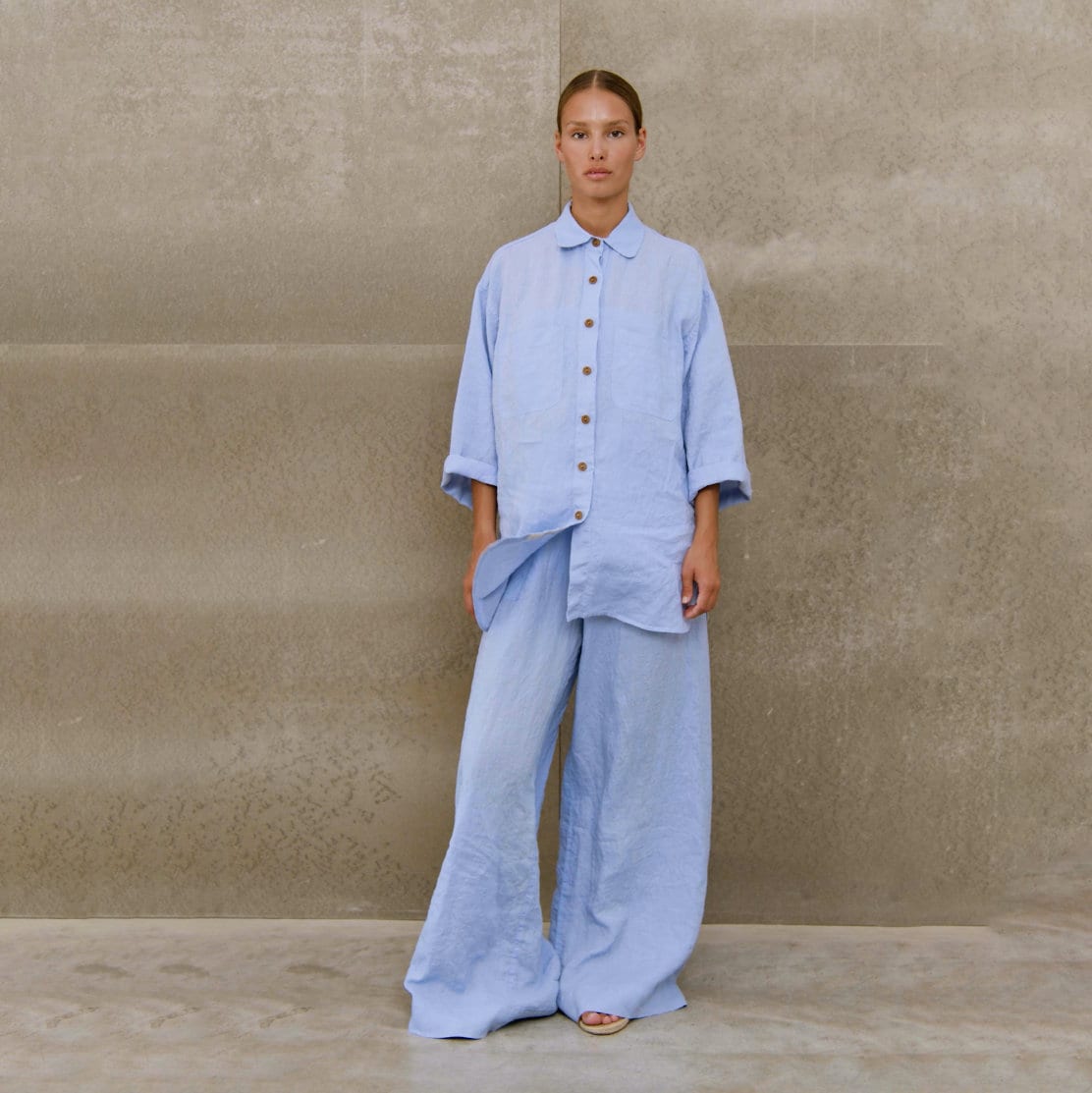 Blue Two Piece Linen Set, Womens Linen Suit, Maternity Linen Set, Linen ...