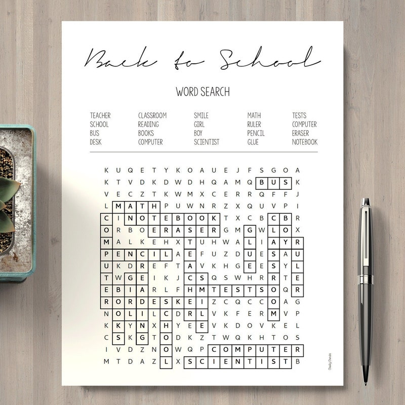 School Themed Word Search - Etsy