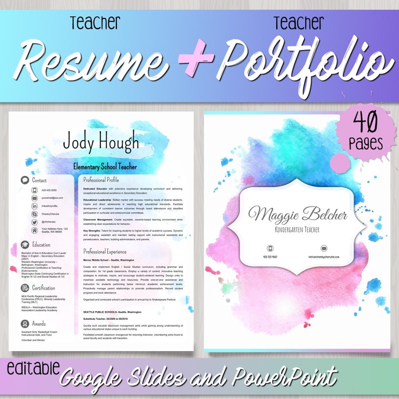 Teacher Resume Portfolio Template - Etsy
